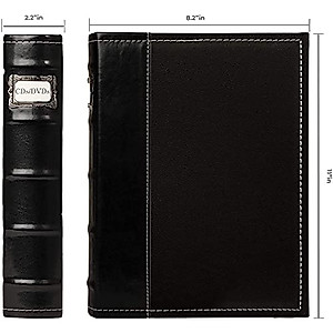 Bellagio-Italia CD/DVD Storage Binder - Black - Leather - 48-Disc Capacity - Storage Organizer for DVDs, CDs, Blu Rays, & Video Games - Acid-Free Binder Organizer Sheets - 1 Pack