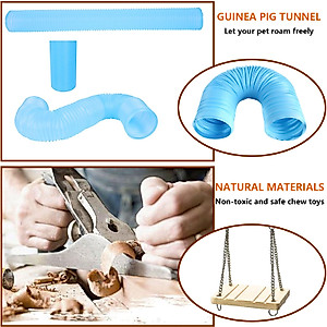 kathson Hamster Tunnels,Pet Plastic Tube,Guinea Pig Foldable Exercising Training Hide Tunnel,with Fun Chinchillas Chew Toys for Gerbils Ferrets Rats Mice and Other Small Animals (Blue)