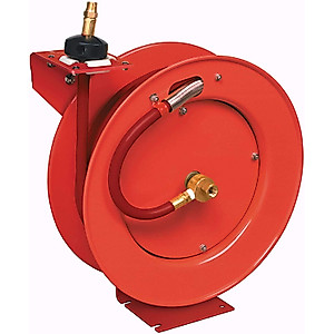 Lincoln 83753 Value Series Air and Water 50 Foot x 3/8 Inch Retractable Hose Reel, 1/4 Inch NPT Fitting, Slotted Mounting Base, 5-position Adjustable Outlet Arm