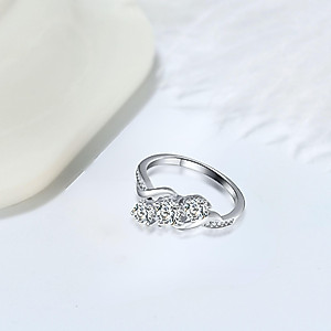 Lydia 3 Stone Engagement Rings for Women by Ginger Lyne | Cubic Zirconia Faux Diamond Promise Ring for Her | 925 Sterling Silver Wedding Rings for Women