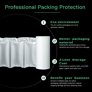 awagas Air Cushion Wrap Roll, 3000pc Air Pillow Bags Air Pillows for Packaging Inflatable Air Cushion Film Roll, Air Bubble Void Filling Bags for Bubble Wrap Packaging 985ft x 4" x 8"