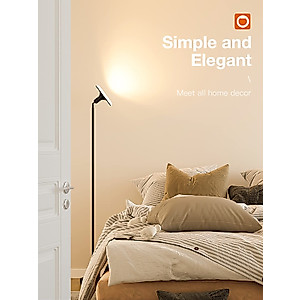 addlon Floor Lamp with Remote, Sky LED Modern Torchiere Tall Standing Lamp Super Bright Floor Lamps for Living Room, Bedroom and Office, 30W/2400LM - Black