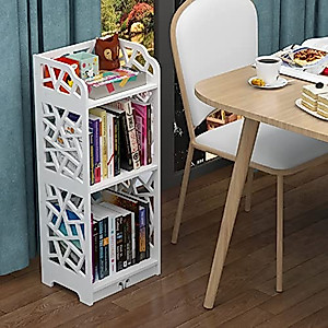 Rerii Small Bookshelf, Bookcase for Small Spaces, 3 Tier 2 Shelf Bookshelves Bookcases, Book Case Shelves for Kids Room, Living Room, Bedroom, Bathroom and Office, White