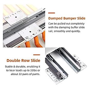 Pull Out Pants Rack for Closet 22 Arms, Pull Out Trousers Rack, 22.8”x18.1”x5.1”, Multi Functional Pull Out Pants Hanger Organizers, Dampening Buffer Sliding Rail, Maximum Load 33lbs, Orange