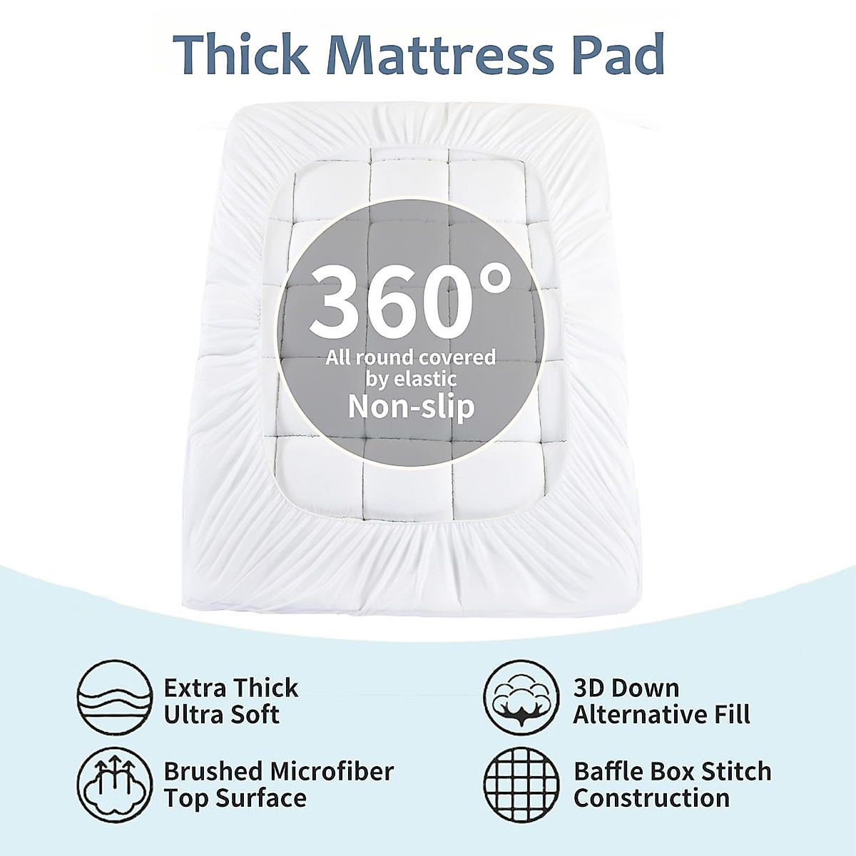 songlibin Mattress Topper,Extra Thick Mattress Pad for Back Pain,Cooling Mattress Cover with 21'' Deep Pocket, Breathable Bed Topper for Hot Sleeper(White), King(78''×80'') (JMCL5-20230603)