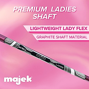 Majek Pink Senior Ladies Golf Hybrids Irons Set New Senior Women Best All True Hybrid Ultra Light Weight Forgiving Fuchsia Woman Complete Package Includes 4 5 6 7 8 9 PW SW All Lady Flex Utility Clubs