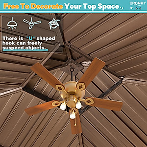 EROMMY Hardtop Gazebo 12' x 12', Galvanized Steel Double Roof Gazebo with Aluminum Frame, Permanent Outdoor Metal Pavilion with Curtain and Netting for Patio, Lawn and Garden