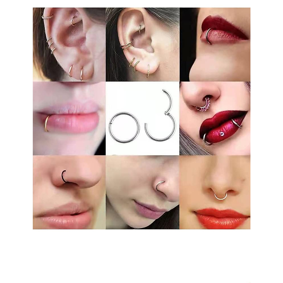 5Pcs Surgical Stainless Steel 16G 18G Sleeper Small Hoop Earrings for Women Men Boys Girls Septum Hinged Clicker Nose Lip Ring Helix Daith Cartilage Tragus Tiny Mini Huggie Hoops Piercings