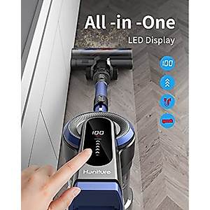 HONITURE Cordless Vacuum Cleaner 400W 33000PA Stick Vacuum with Touch Screen 55Min Runtime Battery Handheld Vacuum Lightweight Powerful Cordless Stick Vacuum for Hardwood Floors,Carpets,Pet Hair S12