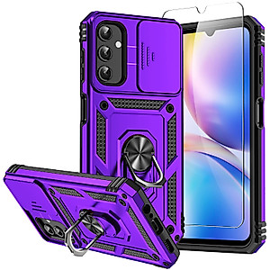 for Galaxy A14 5G Phone Case,Galaxy A14 5G Case,with Screen Protectors and Camera Cover,[Military Grade] 16ft.Drop Tested Cover with Magnetic Kickstand Protective Case for Samsung A14 5G, Purple