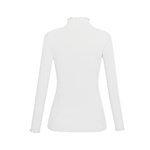 KLOTHO Long Sleeve Shirts for Women Dark Academia Clothing White Mock Turtleneck Top Large