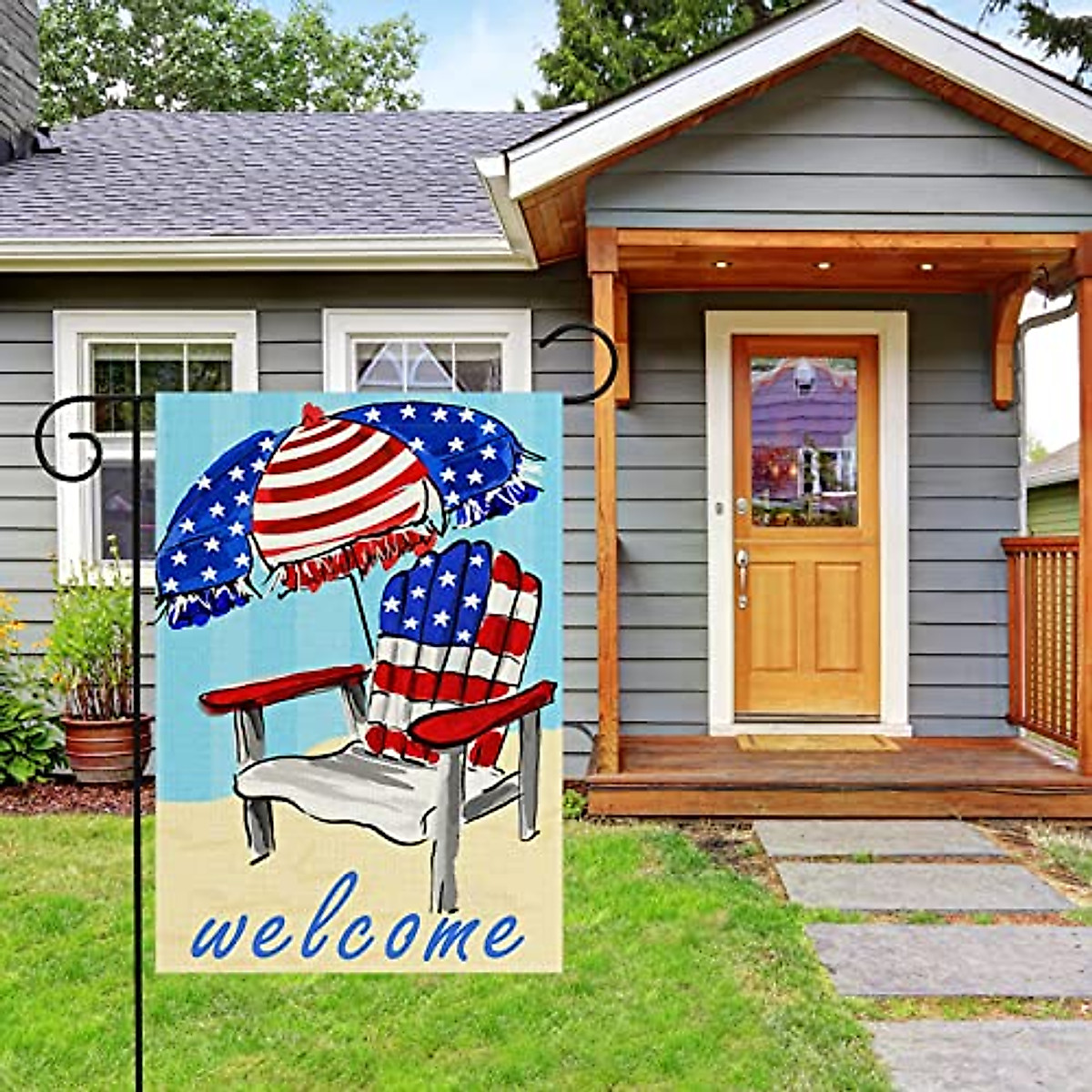WORGATE Garden Flags for Independence Day, Small Yard Flag for Holiday Outdoor Decorations, Summer Yard Banners for Outside, Funny, Welcome, Double Sided,12 X 18 Inch (Welcome)