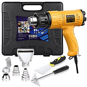 SEEKONE Heat Gun 1800W Heavy Duty Hot Air Gun Kit With Carry Case Variable Temperature Control 122℉~1112℉（50℃- 600℃） Overload Protection with 4 Nozzles for Crafts, Shrinking PVC, Stripping Paint