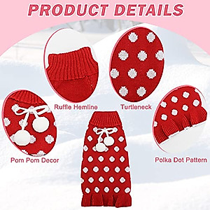 EMUST Dog Sweaters for Medium Dogs, Turtleneck Sweater for Dogs, Knitwear Girl Dogs Sweater Polka Dot Pet Clothes in Cold Season, Red, M