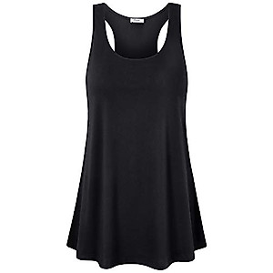 Cestyle Workout Tanks for Women, Ladies Running Exercise Clothes Boat Neck Fashion Sleeveless Sweat Wicking Jogging Activewear Hiking Performance Shirts Black Medium