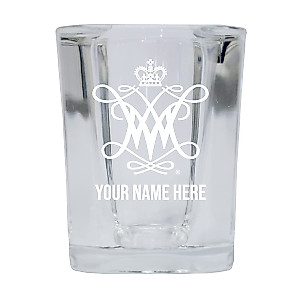 Personalized Customizable William and Mary Etched Square Shot Glass 2 oz With Custom Name (1) Officially Licensed Collegiate Product