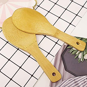 Honbay 2PCS Bamboo Rice Scoops Paddles for Kitchen (20cm)
