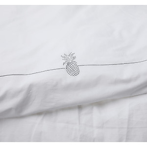 Tommy Bahama - Queen Duvet Cover Set, Reversible Cotton Bedding with Matching Shams & Button Closure, All Season Home Decor (Pineapple Resort Grey, Queen),Grey/White