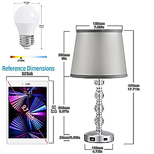 Unfusne Lamps for bedrooms Set of 3, Touch Control Table Lamp 3 Way Dimmable Nightstand Lamp with Fabric Shade, Small Lamp Living Room, Dorm, Home,Office(LED Bulb Included)