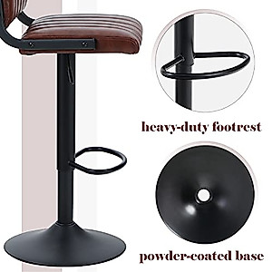 Sophia & William Kitchen Bar Stools Set of 2 Counter Height Adjustable Swivel Bar Stools with Back, Modern PU Leather Cushioned Counter Stools for Island Pub, Farmhouse, 300lbs ,Reddish Brown