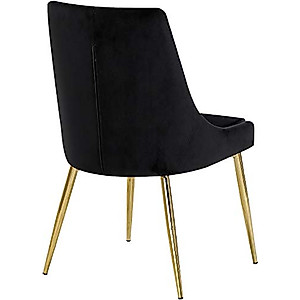 Meridian Furniture Karina Collection Modern | Contemporary Velvet Upholstered Dining Chair with Sturdy Metal Legs, Set of 2, 19.5" W x 21.5" D x 33.5" H, Black