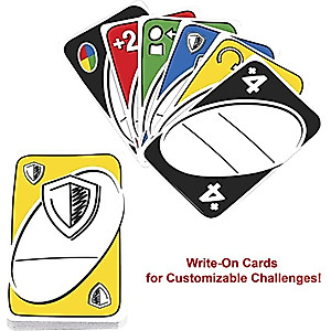 Mattel Games UNO Remix Card Game for Family Night with Customizable Options & Write-On Cards in Storage Tin for 3-6 Players
