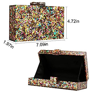 Gets Acrylic Purses and Handbags for Women Multicolor Perspex Geometric Patterns Box Clutch Banquet Evening Crossbody Handbag