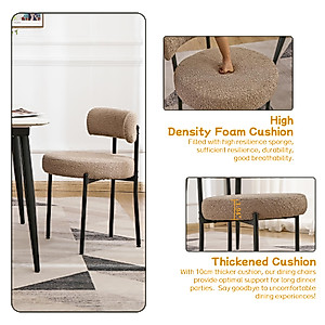 EDWELL Dining Chairs Set of 4, Round Upholstered Dining Room Chairs, Curved Backrest Boucle Dining Chair for Kitchen, Living Room, Mid Century Modern Dining Chairs with Black Metal Legs