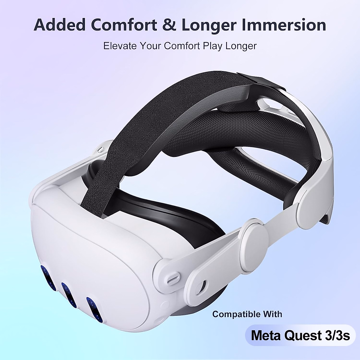 Saqico Head Strap for Meta Oculus Quest 3S/ Quest 3, Pressure-Free Elite Strap Accessories Replacement, Adjustable Headband Soft Cushion VR Headset Enhanced Comfort & Balanced Fit for Longer Immersion