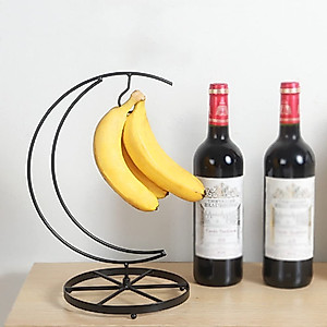 Banana Hanger Stainless Steel Holder Saver Stand Hook Keep Bananas from Bruising Black Kitchen Decor for Counter (7.1 * 7.9 * 13")