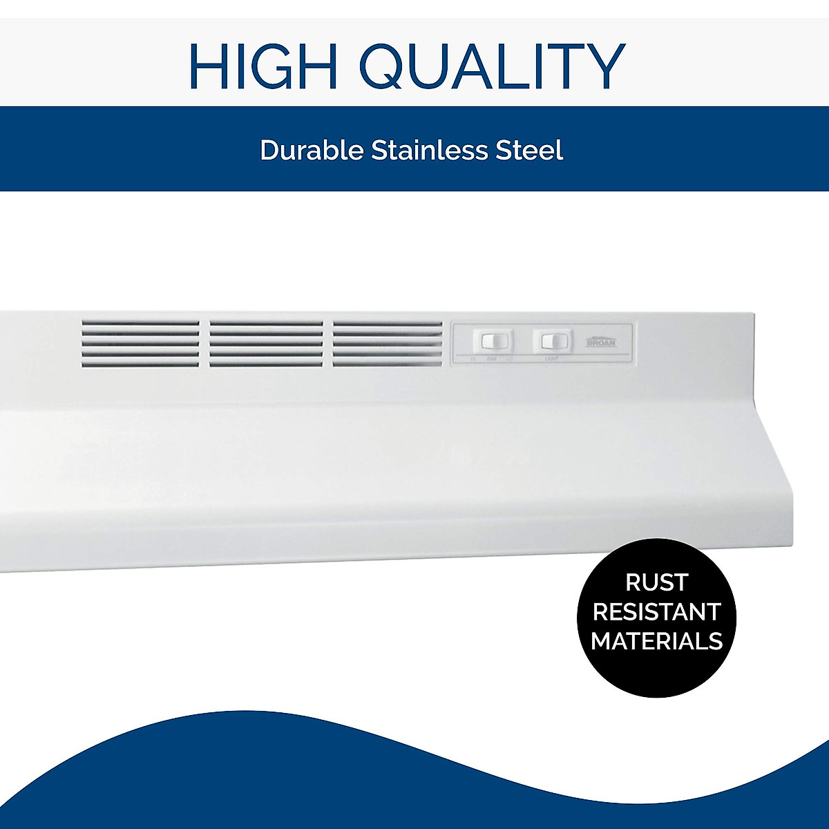 Broan-NuTone BUEZ121WW Ductless Under-Cabinet White Range Hood Insert with Lights, 21-Inch