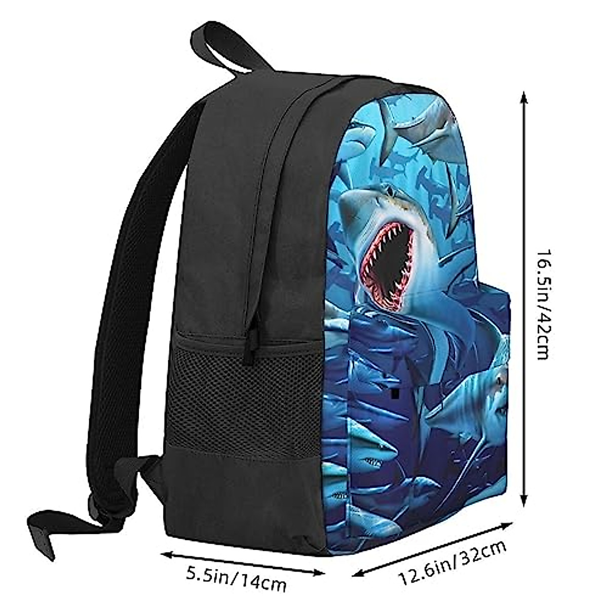 JASMODER Hungry Sharks Laptop Backpack Hiking Travel Daypack For Men Women And Youth