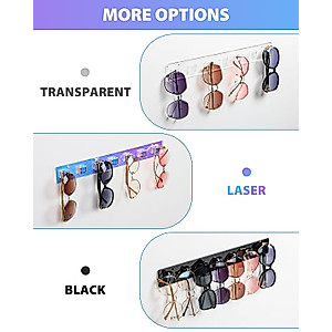 SILFGRLF Sunglasses Holder Organizer, 2 Pack Acrylic Sunglasses Organizer Wall Mounted Eyeglasses Display Holder Eyewear Glasses Hanging Rack for Entryway Living Room Bedroom(Iridescent)