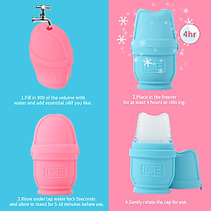 BFASU 2 Packs Face and Body Ice Roller, Silicone Ice Cube for Puffiness, Pain Relief, Cold Therapy Ice Cup Molds Massage Tool