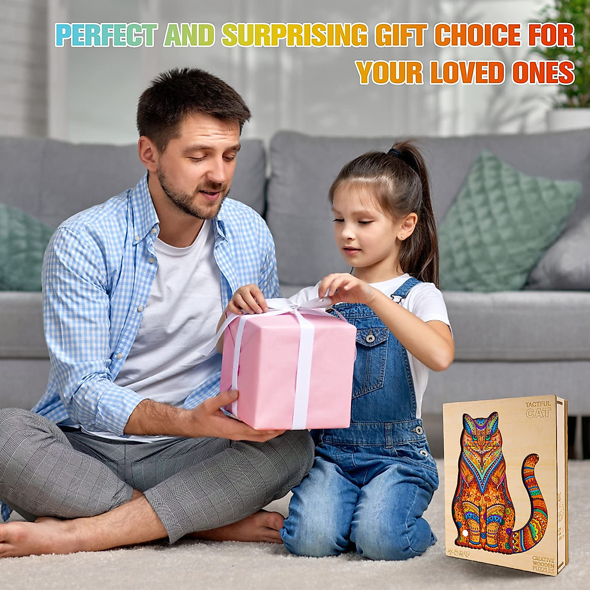Cat Wooden Jigsaw Puzzles for Adults and Kids, Souhoney Fun Gift for Family and Friends, Unique Laser Cut Whimsy Pieces, Real Wood Animal Shaped Puzzle, Family Games Play Collection 173 PCS