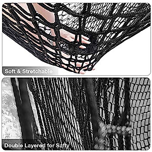 Jalunth Kids Playground Play Safety Net - Climbing Cargo Net Treehouse Accessories Outdoor Equipment Set Double Layers Heavy Duty Backyard Net Bridge for Tree House Tree Fort Back Yard (14.5' x 9.8')