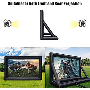 Inflatable Projector Screen, 20FT Portable Blow Up Outside Projector Screen, Front & Rear Projection, with Rope, Air Blower, Ground Nails and Carry Bag, for Theater/Football/Backyard Party