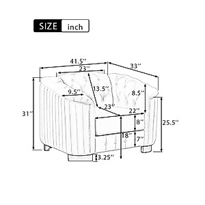 Daesar 41.5" Velvet Upholstered Accent Sofa, Modern Single Sofa Chair with Thick Removable Seat Cushion, Modern Single Couch for Living Room, Bedroom, Or Small Space, Beige