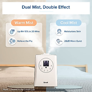 LEVOIT Humidifiers for Bedroom Large Room Home, 6L Warm and Cool Mist Ultrasonic Air Vaporizer for Plants & LV600S Smart Warm and Cool Mist Humidifiers for Home Bedroom Large Room, (6L)