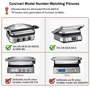 Griddler Plates Replacement for Cuisinart GR-4NP1 5-in-1 Grill & Panini Press - Griddle Accessories, BPA Free, 2Pcs