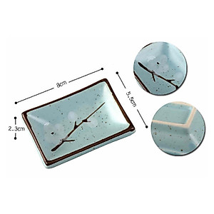 WAOCEO Appetizer Bowls 2 Pcs Ceramic Small Square Sauce Dish Japanese Style Sushi Dish Flavoring Sushi Mustard Plate Soy Sauce Blossom Pepper Tray Salad Bowls (Color : 4)