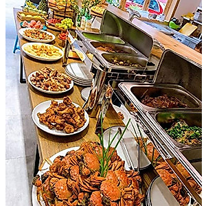 Food Warmer, Chafing Dish Stainless Steel Chafing Dishes with Lid for Parties, 9L Commercial Food Warmer for Buffet, with 3 Kind of Warming Tray (A) ()