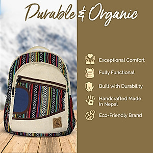 Ojas Yatra Pure Himalayan Hemp Backpack Large - Boho/Hippie Student Laptop Backpack for Women & Men - Handmade Notebook Bag for Travel & Festivals