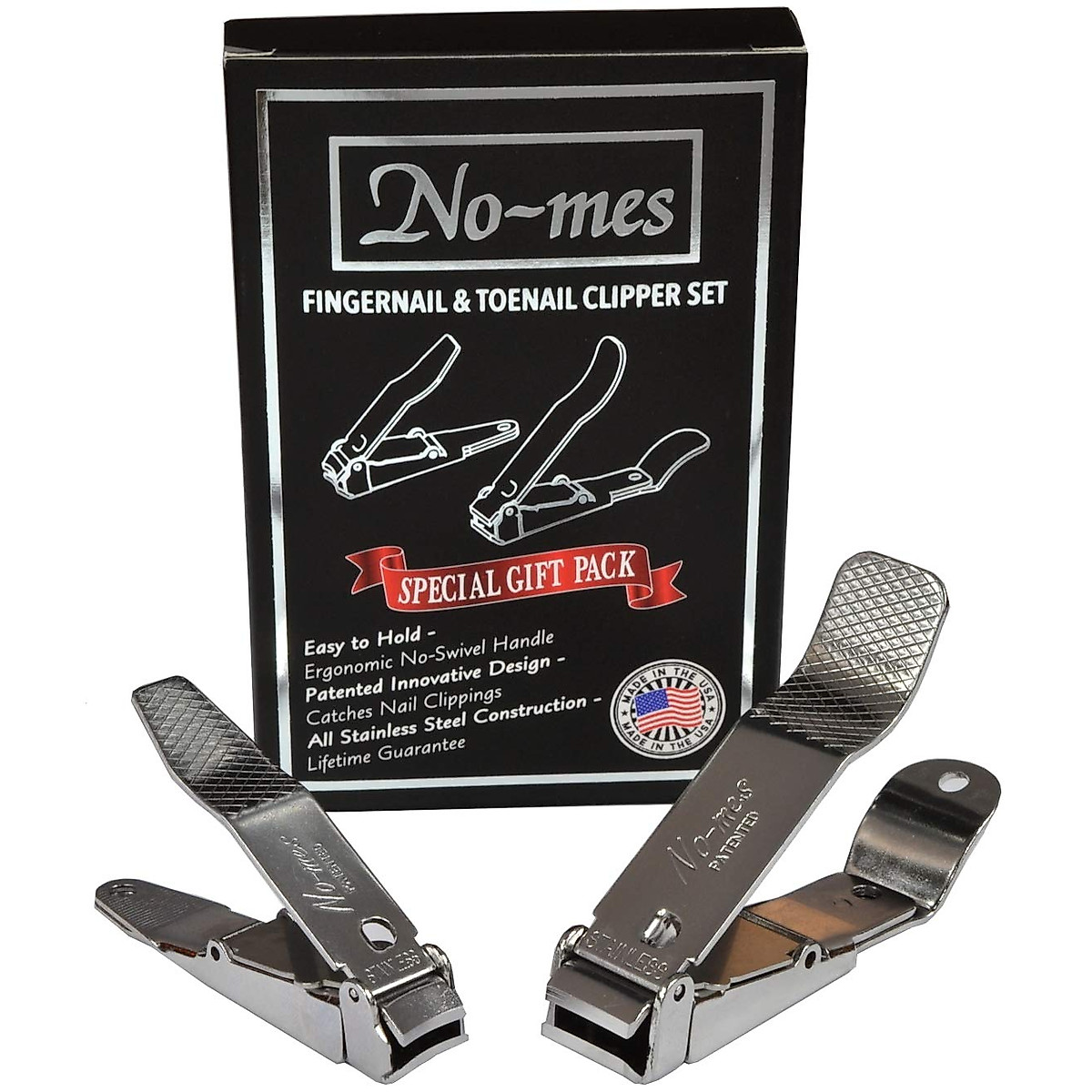 No-Mes Fingernail and Toenail Clipper Gift Set, Catches Clippings, Made in USA