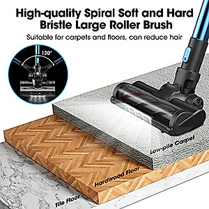 HAIMEEC Cordless Vacuum Cleaner, 6 in 1 Lightweight Stick Vacuum with 24Kpa Powerful Suction 250W Brushless Motor for Pet Hair Carpet Hard Floor Max 50Min Runtime LED Digital Touch Screen,C2