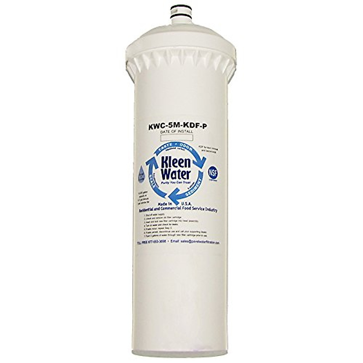 KleenWater KWC-5M-KDF-P Replacement Carbon Water Filter Cartridge, Polyphosphate Scale Inhibitor, Made in USA, Compatible with 3M Cuno Aqua-Pure CFS8112-S 55817-08