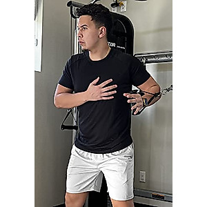 COOFANDY Men's 3 Pack Gym Workout Shorts Mesh Weightlifting Squatting Pants Training Bodybuilding Jogger with Pocket,Light Blue/White/Dark Grey,Medium