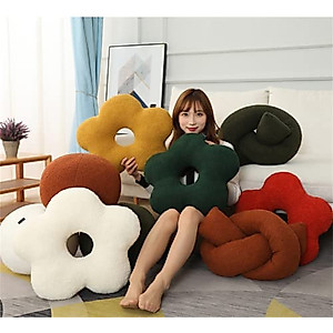 Mirgorlod Nordic Style. Solid Color Throw Pillows in Spherical and Flower Shapes. Sofa Cushion. Plush Throw Pillow. (Green Flowers, 17.7inch*17.7inch)