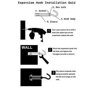 M6 Open Cup Hook Expansion Bolt Screws 304 Stainless Steel Anchor Ceiling Hook Bolts Heavy Duty Bolts 5 Pack