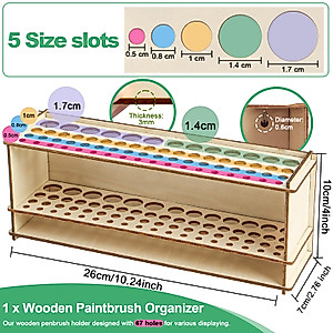 SBYURE Wooden Paint Brush Holder Artist Brush Holder 67 Hole Paintbrush Holder Organizer Wood Paint Brush Rack for Pens Pencils and Art Tools
